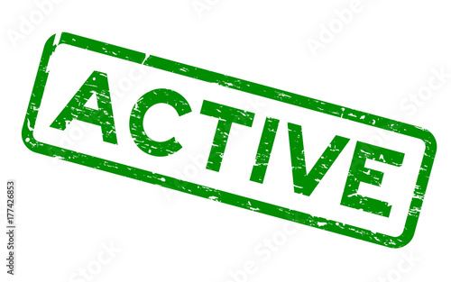 "Grunge green active square rubber seal stamp on white background ...