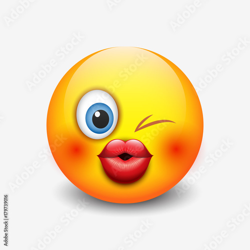 "Cute kissing emoticon, emoji" Stock image and royalty-free vector ...
