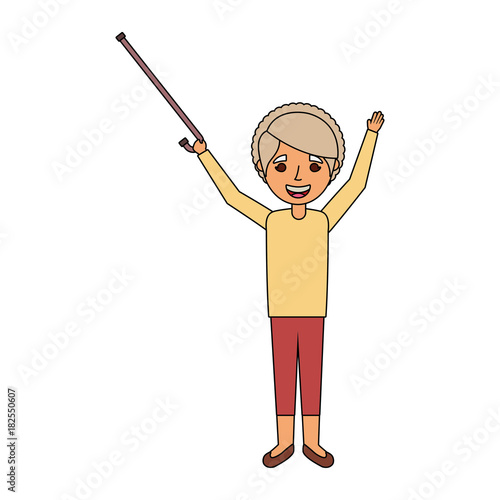 Happy Old Woman Grandma Standing Cartoon Vector Illustration Stock