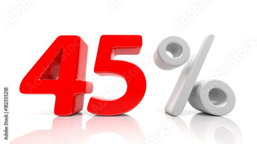 "45 percent red symbol isolated on white background" Stockfotos und ...