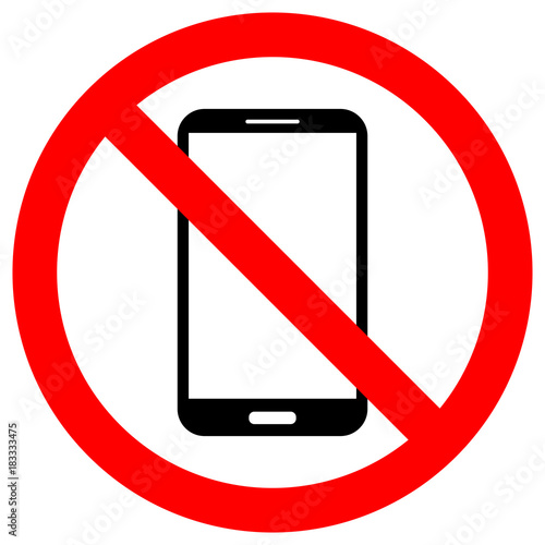 "NO CELL PHONES USE crossed out sign. Smartphone icon in red circle ...