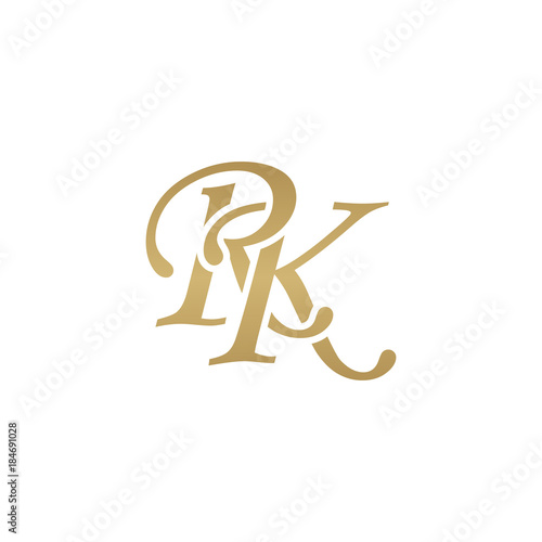 "Initial letter RK, overlapping elegant monogram logo, luxury golden ...