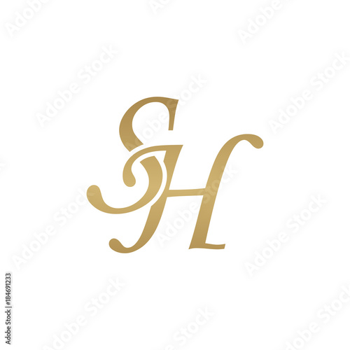 "Initial letter SH, overlapping elegant monogram logo, luxury golden ...