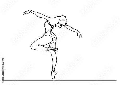 "continuous line drawing of woman ballet dancer" Stock image and ...