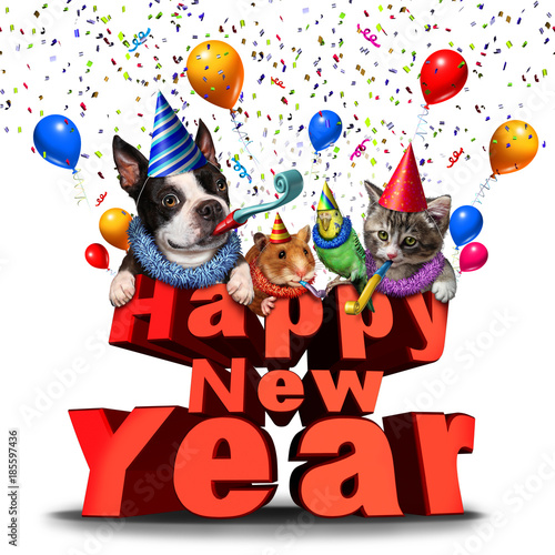 "Happy New Year Cute Animals" Stock photo and royalty-free images on ...
