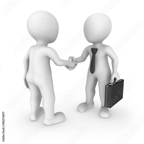 "3d businessman and client shaking hands." photo libre de droits sur la ...