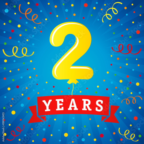 "2 years anniversary celebration with colored balloon & confetti ...