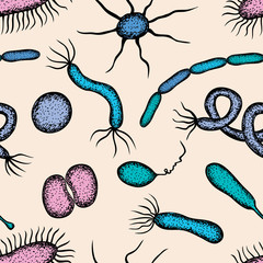 Sewing fabric with pattern of the different bacterias - CottonBee