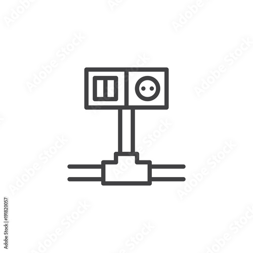 "Wiring switch and socket line icon, outline vector sign, linear style ...