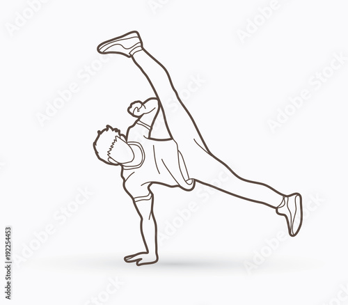 "Street dance, B boys dance, Hip Hop Dancing action outline graphic ...