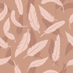 Sewing fabric with soft brown color feather seamless pattern template ...