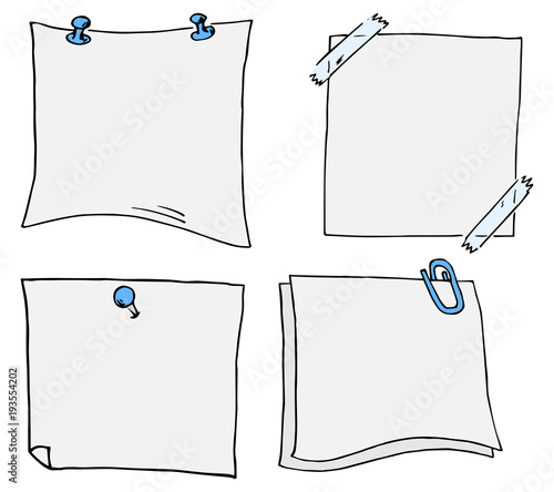 "Set mit verschiedenen handgezeichneten Notizzetteln " Stockfotos und ...