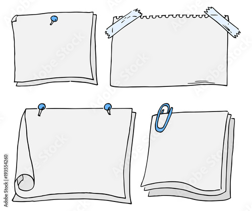 "Set mit verschiedenen handgezeichneten Notizzetteln " Stockfotos und ...