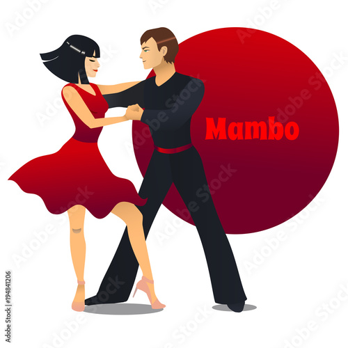 "Mambo Dancers. Dancing Couple in Cartoon Style for Fliers Posters ...