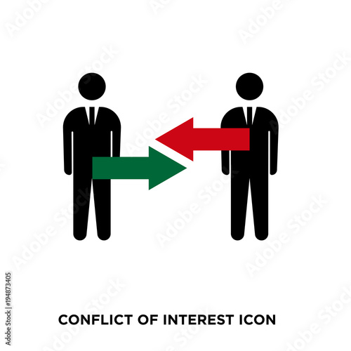 "conflict of interest icon,flat vector sign isolated on white ...