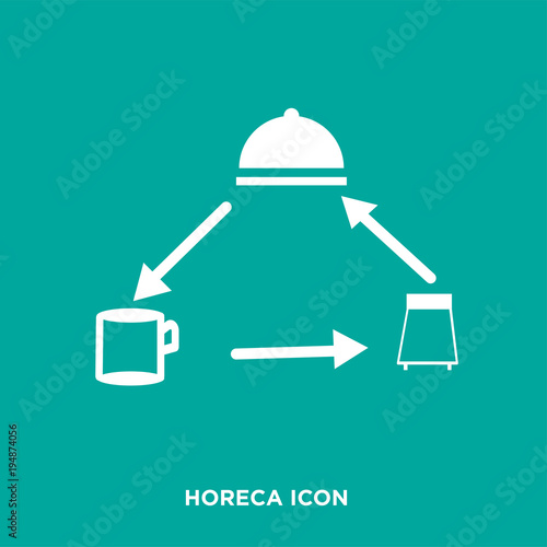 "horeca icon, flat vector sign isolated on green background. Simple ...