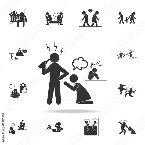 "family problem with alcohol icon. Detailed set of illustration bad ...