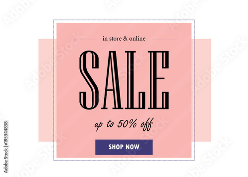 "Sale banner template design. Vector illustration in pink color." Stock ...
