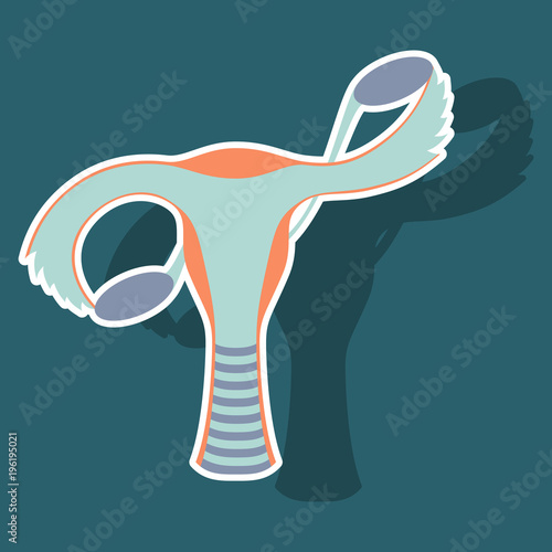 Sticker Showing Female Reproductive System Illustration Stock Image