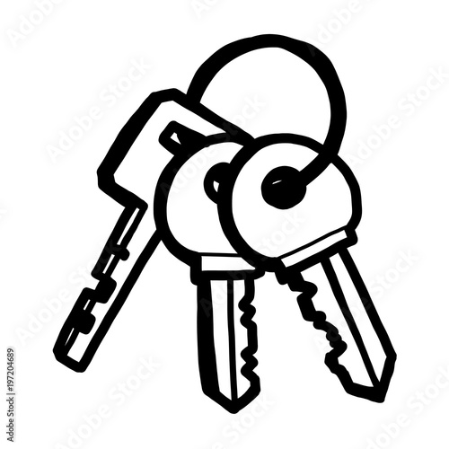 "keys / cartoon vector and illustration, black and white, hand drawn ...