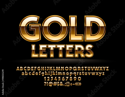 "Vector Gold Letters. Chic glossy Font. Luxury Glamour Alphabet ...