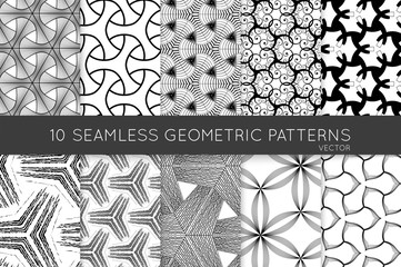 Sewing fabric with Collection of black and white seamless patterns ...