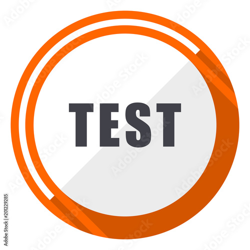 "Test flat design orange round vector icon in eps 10" Stock image and ...