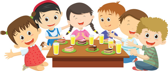 Cartoon Kids Eating Lunch photos, royalty-free images, graphics ...