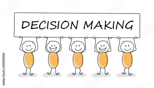 "Business illustration concept with cartoon stickman holding board with ...