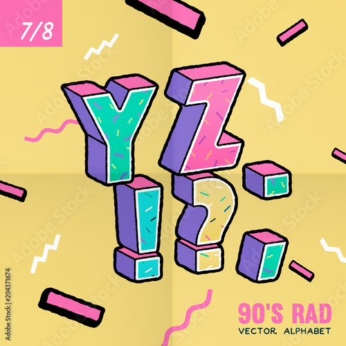 "The 90's Rad. 90's style vector alphabet." Stock image and royalty ...