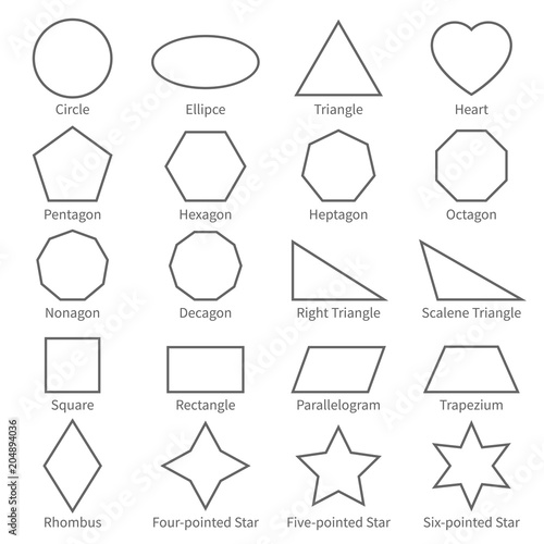 "Basic geometric outline flat shapes. Educational geometry vector ...