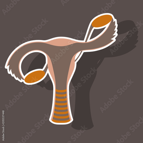 Sticker Showing Female Reproductive System Illustration Stock Image