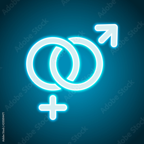 Gender Symbol Linear Symbol Simple Men And Women Icon Neon Style