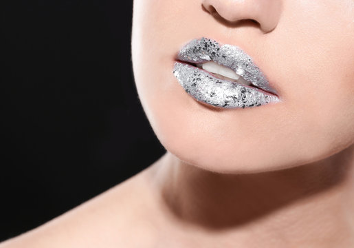 Silver Glitter Lips