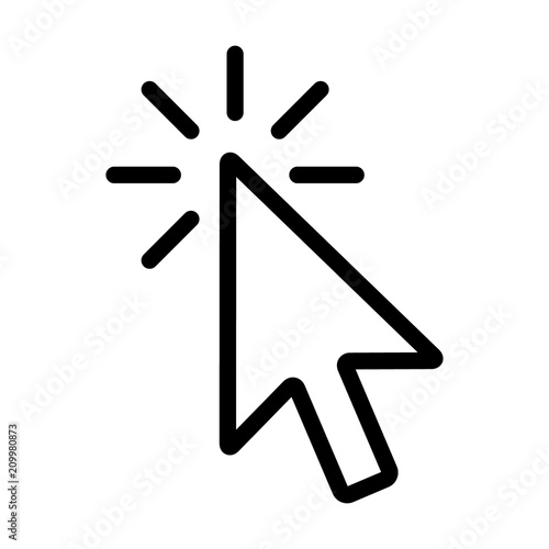 "Mouse pointer arrow clicked or cursor click line art icon for apps and ...