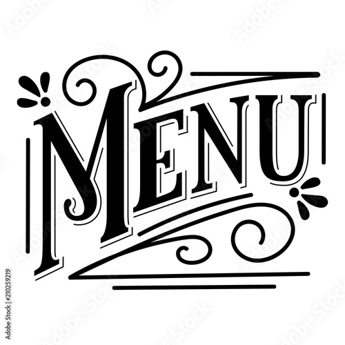"Menu hand drawn lettering, vintage letters isolated on white ...