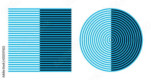 "Bezold effect on square and circle optical illusion. Color combined ...