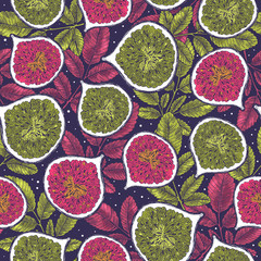 Sewing fabric with Colored fig fruit vintage seamless pattern ...