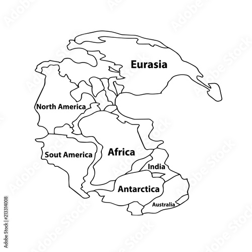 Pangaea Or Pangea Vector Illustration Stock Image And Royalty Free
