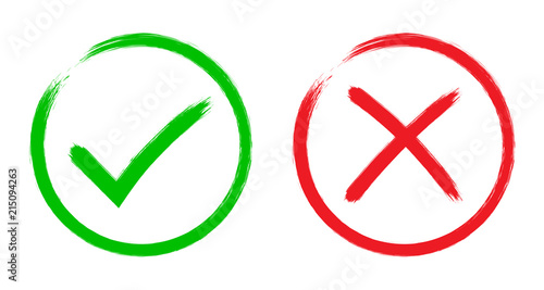 "Green checkmark tick and red X icons" Stock image and royalty-free ...