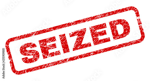 "SEIZED stamp seal print with grunge style. Red vector rubber print of ...