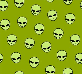 Sewing fabric with Aliens, seamless pattern, green, color, different ...