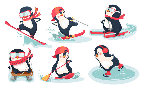 Penguin Sliding On Belly Clipart