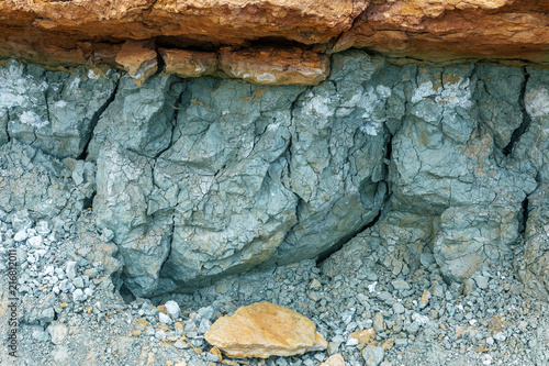 "Geological deposit of blue clay. Blue clay is a rare natural natural ...