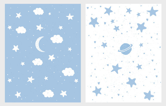 Baby Blue Stars Background