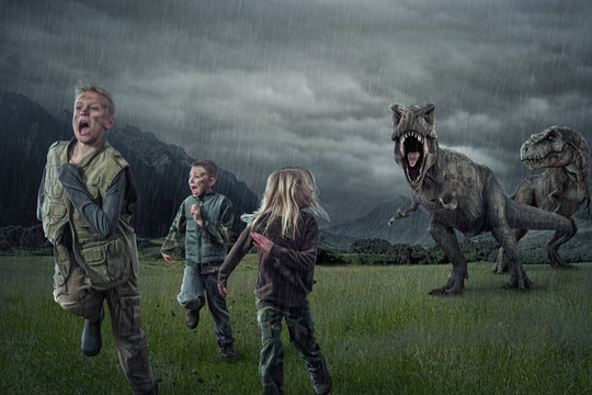 Children Running Away Scared