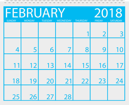 Editable Calendar February 2018