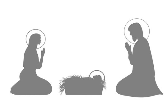 Mary And Joseph Clipart Black And White