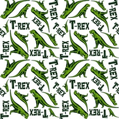Sewing fabric with Tyrannosaurus rex dinosaur pattern vector background ...
