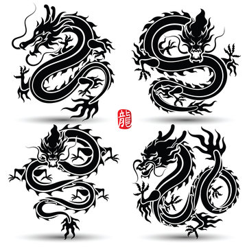Chinese Dragon Clipart Black And White